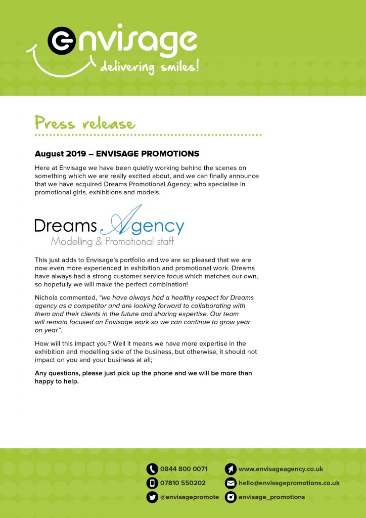 Envisage Agency & Dreams Agency Join Forces